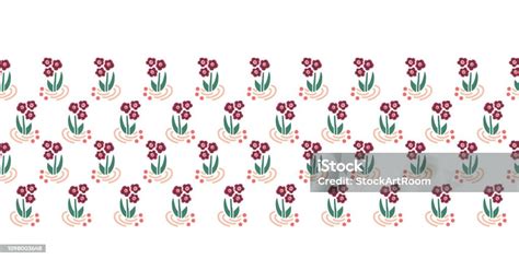 민속 꽃 원활한 원활한 테두리 벡터 흩어져 Florals 패턴을 반복합니다 화이트에 작은 핑크색 꽃 스 칸디 나 비아