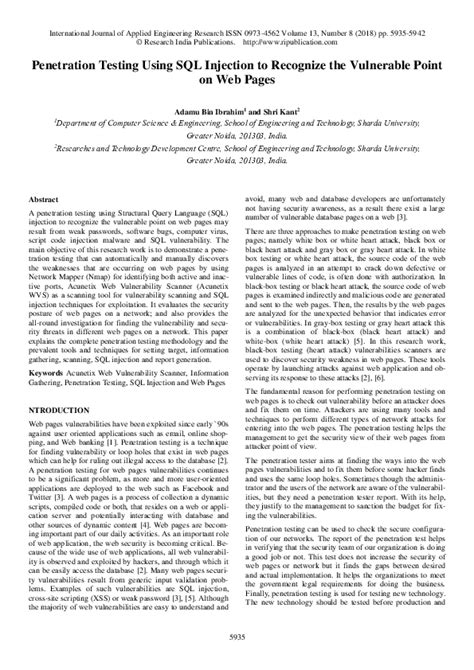 Pdf Penetration Testing Using Sql Injection To Recognize The Vulnerable Point On Web Pages