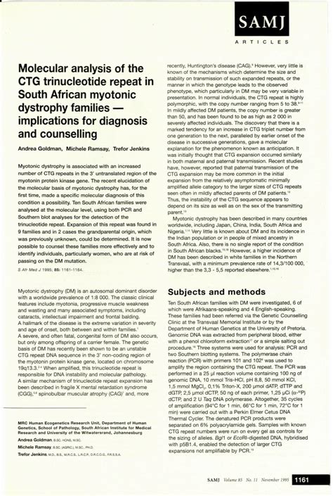 Pdf Molecular Analysis Of The Ctg Trinucleotide Repeat In South
