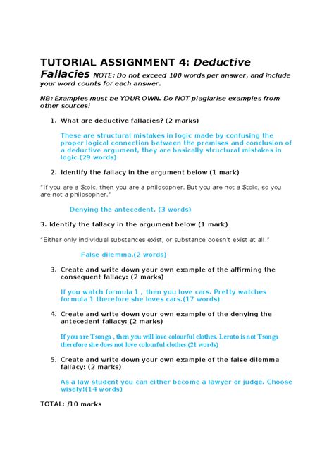 fil 110 assignment 4 deductive fallacies answers tutorial assignment 4 deductive fallacies