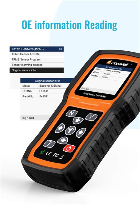 Foxwell T1000 Tpms Trigger Tool Tpm Sensor Lifetime Free Updates Online Replace Foxwell Nt1001