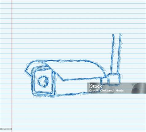 Ikon Dengan Cctv Pada Latar Belakang Putih Ikon Sketsa Simbol Siluet