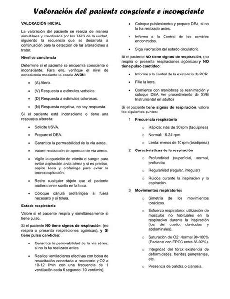 Valoración Del Paciente Consciente E Inconsciente Jessica Espindola
