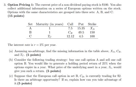 3 Option Pricing 1 The Current Price Of A Chegg Com