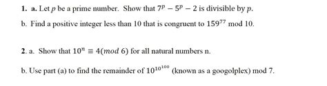 solved 1 a let p be a prime number show that 7p 5p 2