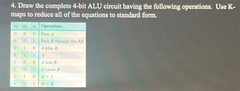 solved 4 draw the complete 4 bit alu circuit having the