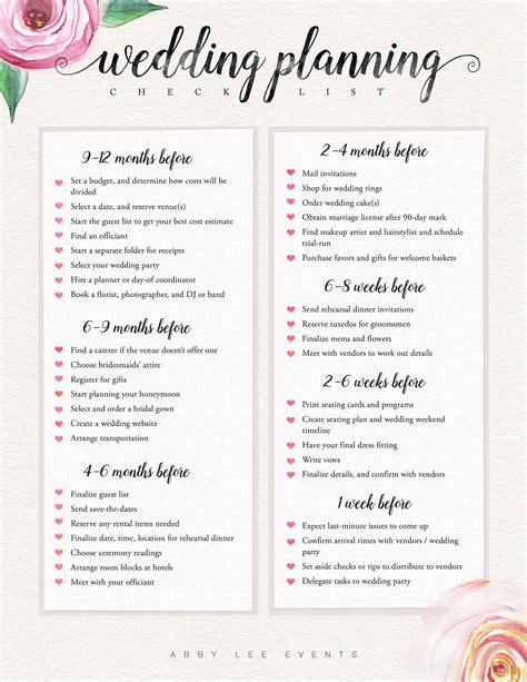 Free Wedding Planner Checklist Printable Printable Word Searches