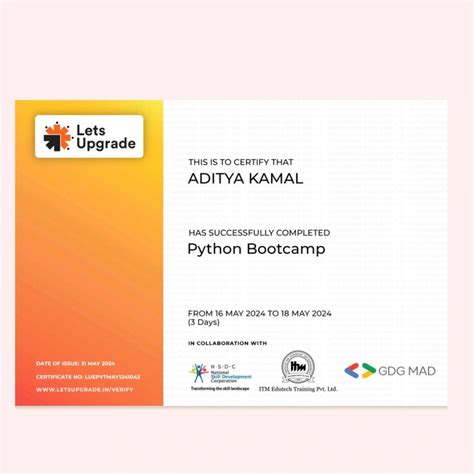 I Am Very Excited To Share I Have Completed Bootcamp Of Python