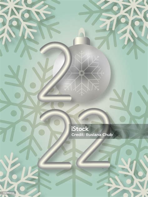 메리 크리스마스와 실버 공과 눈송이와 새해 맞이 마만드 카드 파란색 배경에 숫자 2022겨울 휴가 포스터 12월에 대한 스톡 벡터 아트 및 기타 이미지 Istock