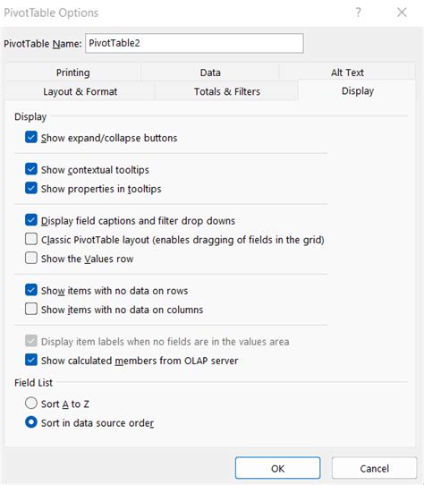 Excelpivottableoptionsdisplaytab
