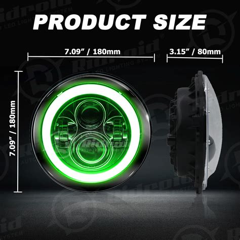 Green Halo 7 Led Headlights Hilo For Vw Beetle Bug 1967 79 Super