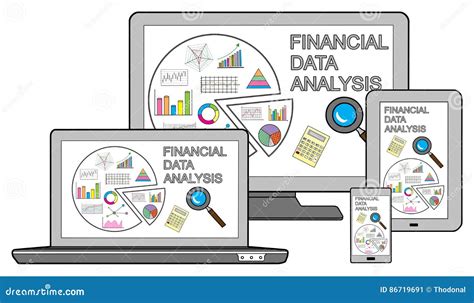 Financial Data Analysis Concept On Different Devices Stock Illustration Illustration Of