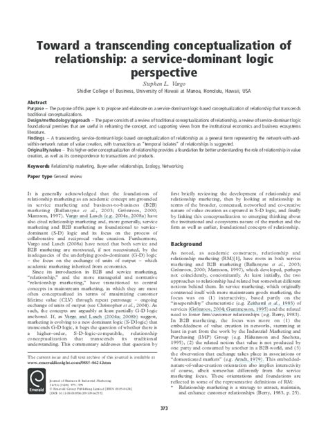 Pdf Toward A Transcending Conceptualization Of Relationship A