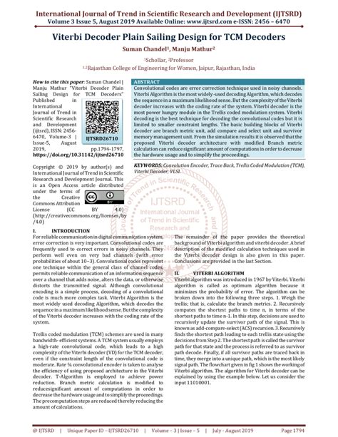 Viterbi Decoder Design For Tcm Systems