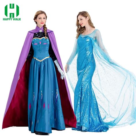 Princess Anna Elsa Princess Dress Queen Anna Costume Adult Snow Grow Princess Elsa Cosplay