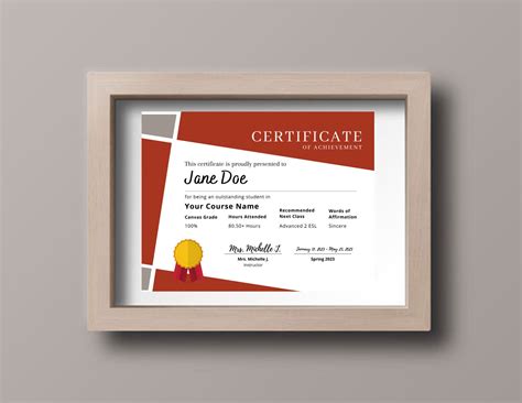 Editable Class Certificate Template Canvas Certificate Certificate Of Achievement Certificate