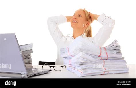 Employee Finished Work All On White Background Stock Photo Alamy