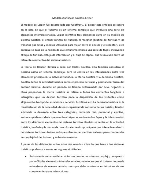Leiper Boullón Pdf Turismo Economias