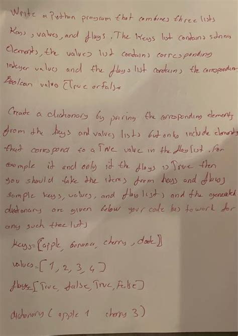 Solved Write A Pothon Prourom That Combines Three Lists