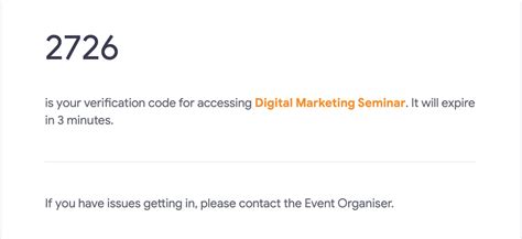 Email Verification Code For In Person Event Attendees Help Centre