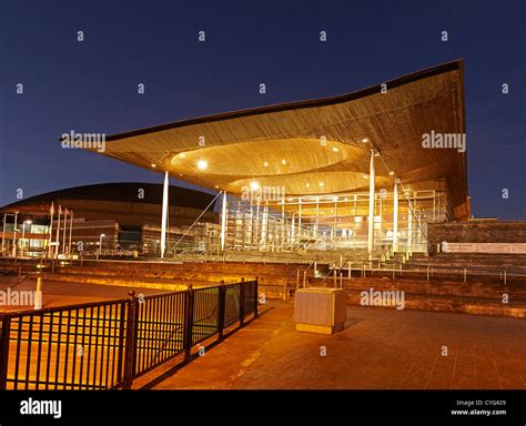 The Senedd National Assembly Building Cardiff Bay Wales Uk Stock