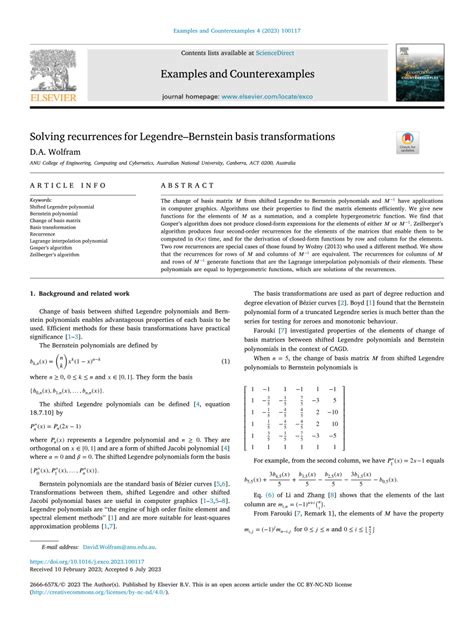 Pdf Solving Recurrences For Legendrebernstein Basis Transformations
