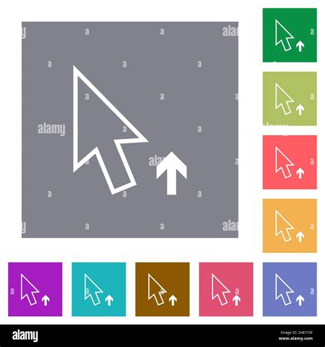 arrow cursor up outline flat icons on simple color square backgrounds