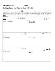3 3 Applying The Power Rule Circuit Docx AP Calculus AB Name 3 3 Applying The Power Rule