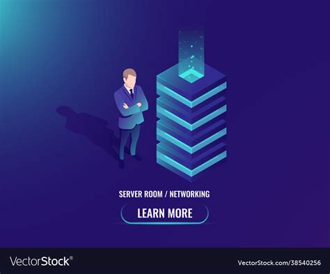 Server Room Isometric Cloud Storage Concept Vector Image