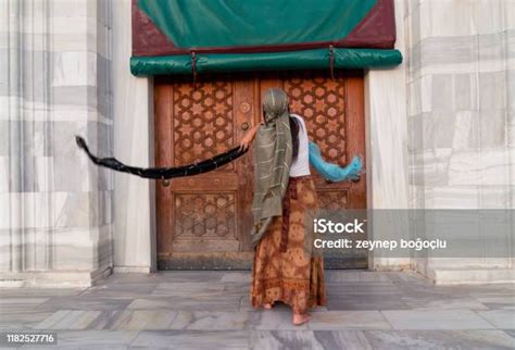 갈색 드레스를 입은 벨리 댄서 정장은 동양 동양 댄스를 춤 파란색과 빨간색 목도리 여자와 아름다운 이국적인 배 부족 댄서 신비한 문화 춤 갈색 머리에 대한 스톡 사진 및