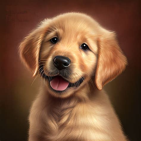 Golden Retriever Puppy Portrait Of A Golden Retriever Dog Ai