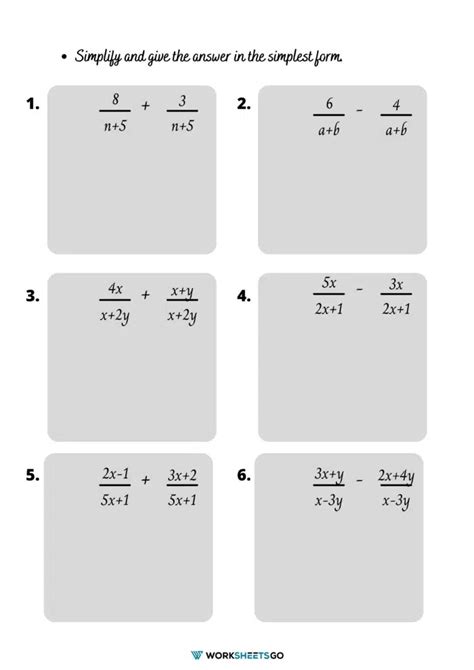 Addition And Subtraction Of Rational Numbers Worksheet