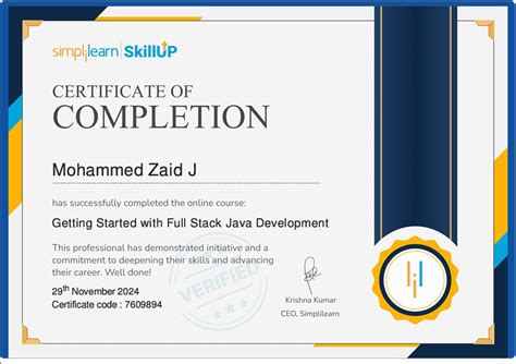 Javadevelopment Fullstackdeveloper Learningjourney Simplilearn Mohammed Zaid J