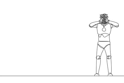 Continuous One Line Drawing Robot With Round Scribbles Instead Of Head Confused Robot Searching