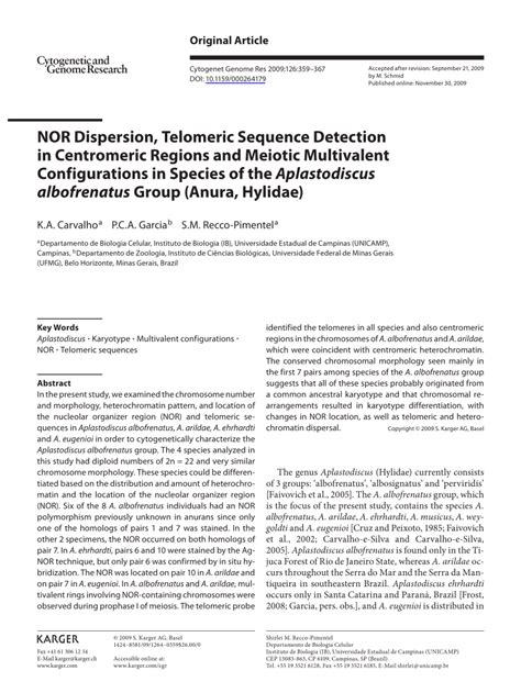 Pdf Nor Dispersion Telomeric Sequence Detection In Centromeric Regions And Meiotic