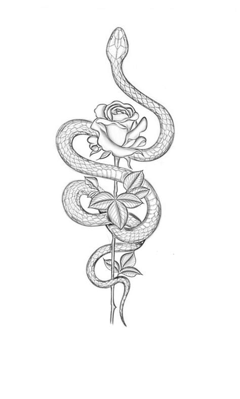 A Drawing Of A Snake With Roses On It S Back And The End Of Its Tail