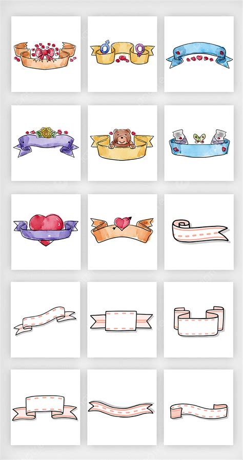 손으로 그린 만화 리본 배너 일러스트 홍보 레이블 생일 식물 꽃들 그린 된 핑크 리본 Png 일러스트 및 Psd 이미지 무료 다운로드 Pngtree