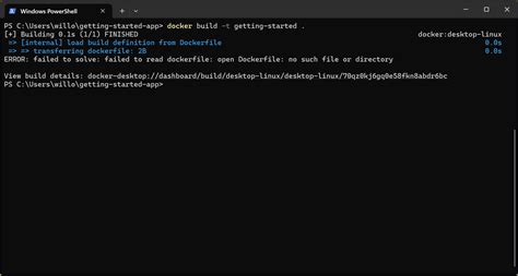 Dockerfile Not Found When Building The Getting Started Image Docker