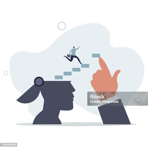 자신의 Brainflat 벡터 일러스트 레이 션에서 계단에 걷는 사업가 리더십에 대한 스톡 벡터 아트 및 기타 이미지 리더십 부귀 개념 Istock