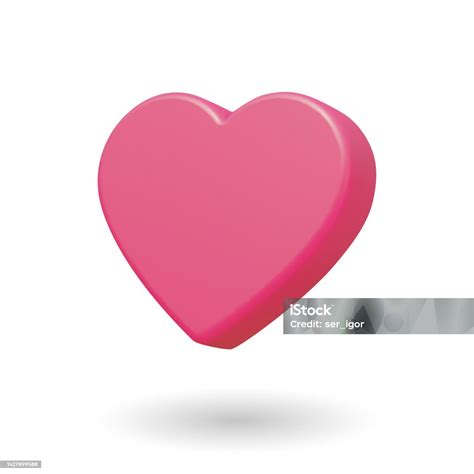 미니멀 레드 하트 3d 아이콘 벡터 일러스트레이션 인터페이스 버튼은 흰색으로 분리되어 있습니다 하트 모양에 대한 스톡 벡터 아트 및 기타 이미지 Istock