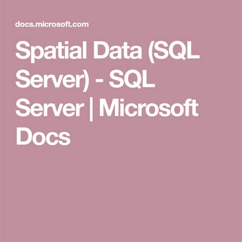 Spatial Data In Sql Server