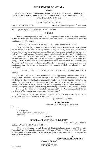 Procedure For Verification Of Character And Antecedents Kerala Hot Sex Picture