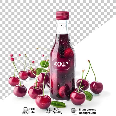 Мокет бутылки вишневого сока на прозрачном фоне с файлом Png Премиум Psd Файл