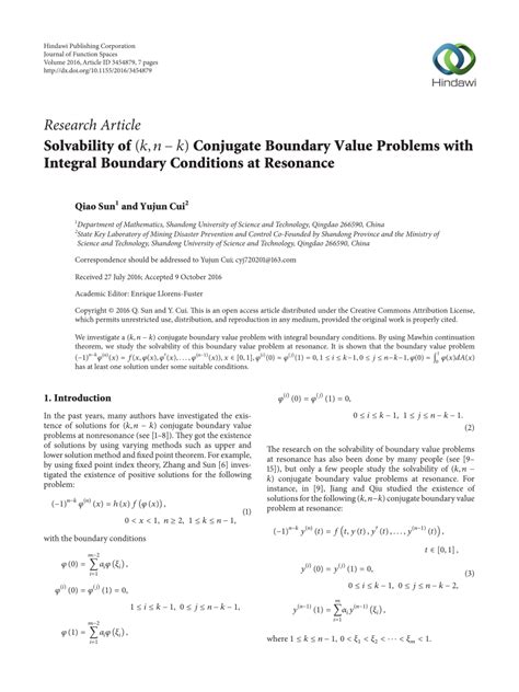Pdf Solvability Of K N K Conjugate Boundary Value Problems