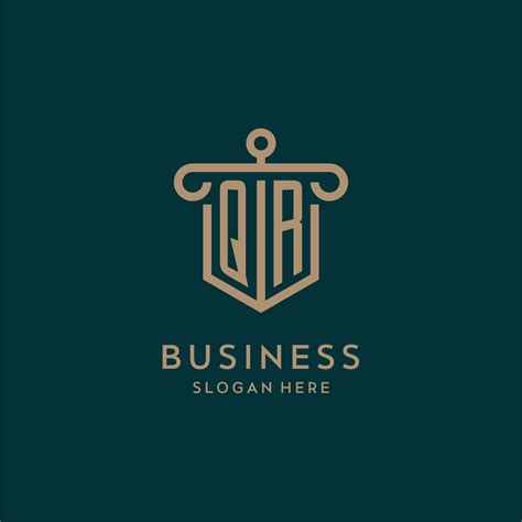 Qr Monogram Initial Logo Design With Shield And Pillar Shape Style