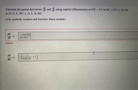 solved calculate the partial derivatives and using implicit