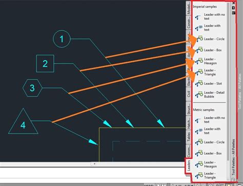 Tool Palette Leaders Autocad Tips