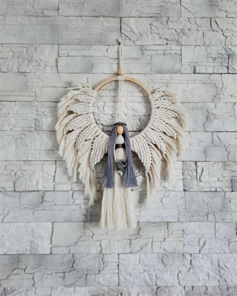 Панно макраме Ангел хранитель макраме на стену в интернет магазине Ярмарка Мастеров по цене