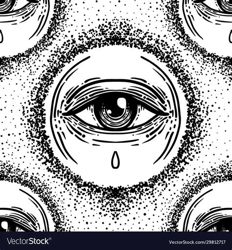 Sacred Geometry Seamless Pattern With All Seeing Vector Image