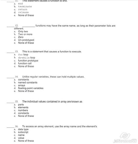 Solved This Statement Causes A Function To End End